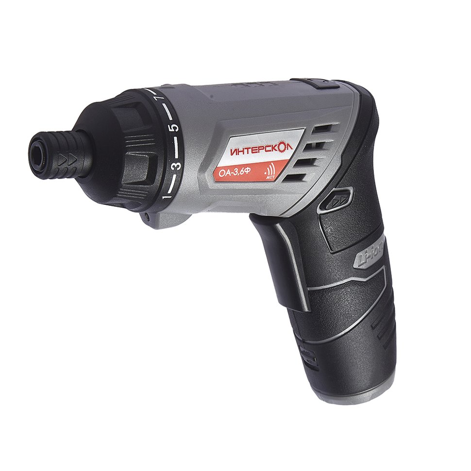 Отвертка аккумуляторная ИНТЕРСКОЛ ОА-3,6Ф с фонарем (Li-ion, кейс, набор бит) – купить в ...